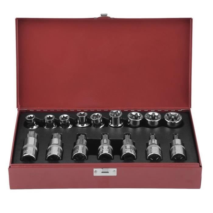 Set, Coffret à Outils, Boîte, avec 16 Douilles ½“ E10-T70 Torx Acier ...