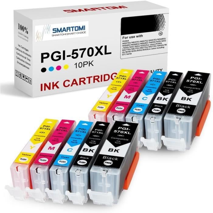 Multipack De 10 Cartouches D'Encre Compatibles Avec Les Modèles Canon ...