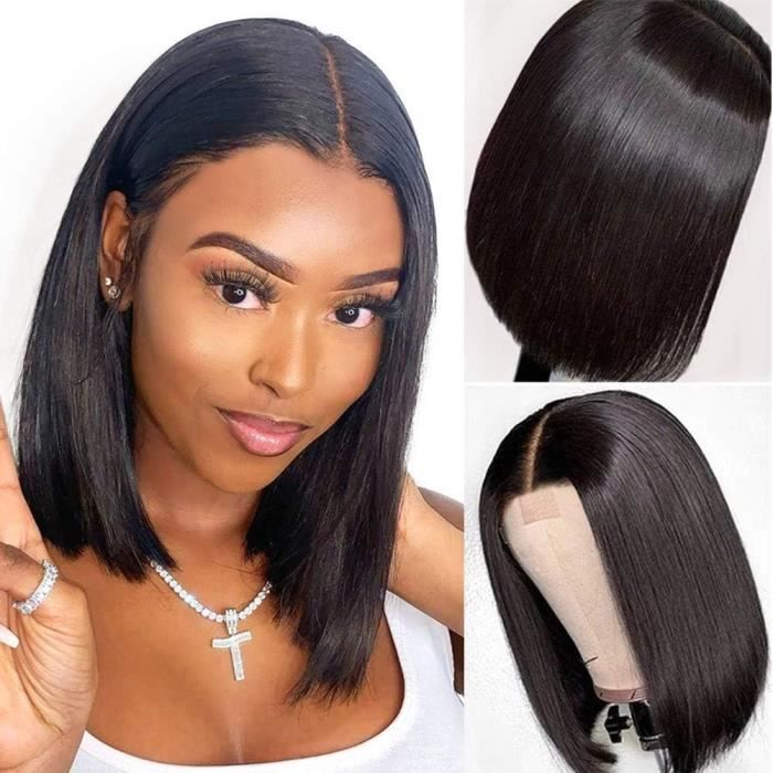 Perruques Lisse Courte De Femme Noire Naturelle Lace Hairline Bob Straight Hair Wig Pour Femmes ...