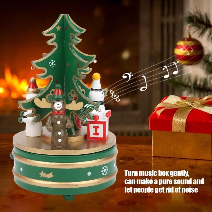 Boîte à Musique de Noël en Bois Décoration de Noël Boîte Musicale ...