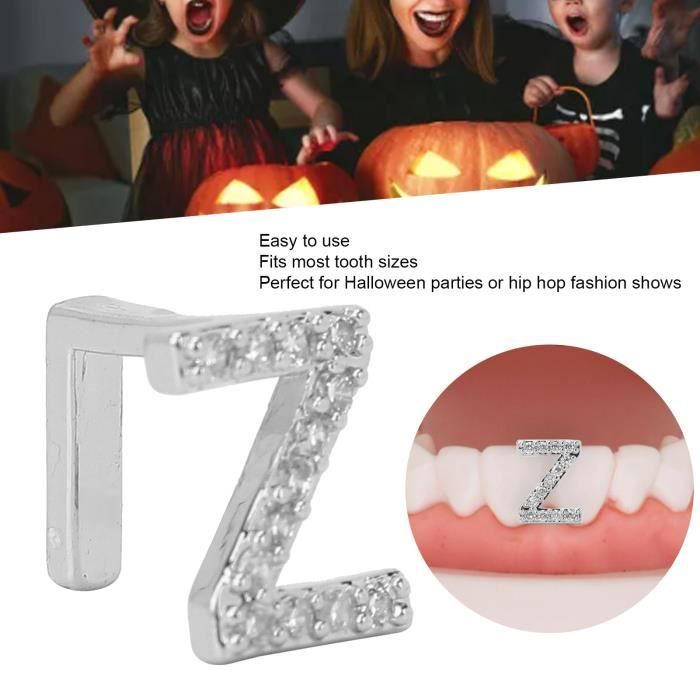VINGVO Décoration de dents de hip hop Lettre majuscule Faux Dent ...