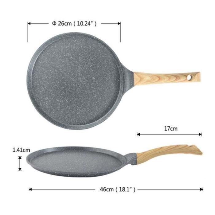 GL22784-poêle à crêpes antiadhésive avec manche en bois. poêle à crêpes. poêle à omelette. poêle ...