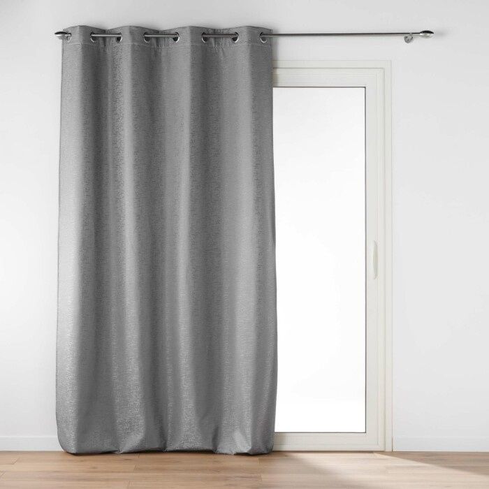 Rideau à oeillets isolant thermique 140 x 260 cm jacquard Polarine Gris ...