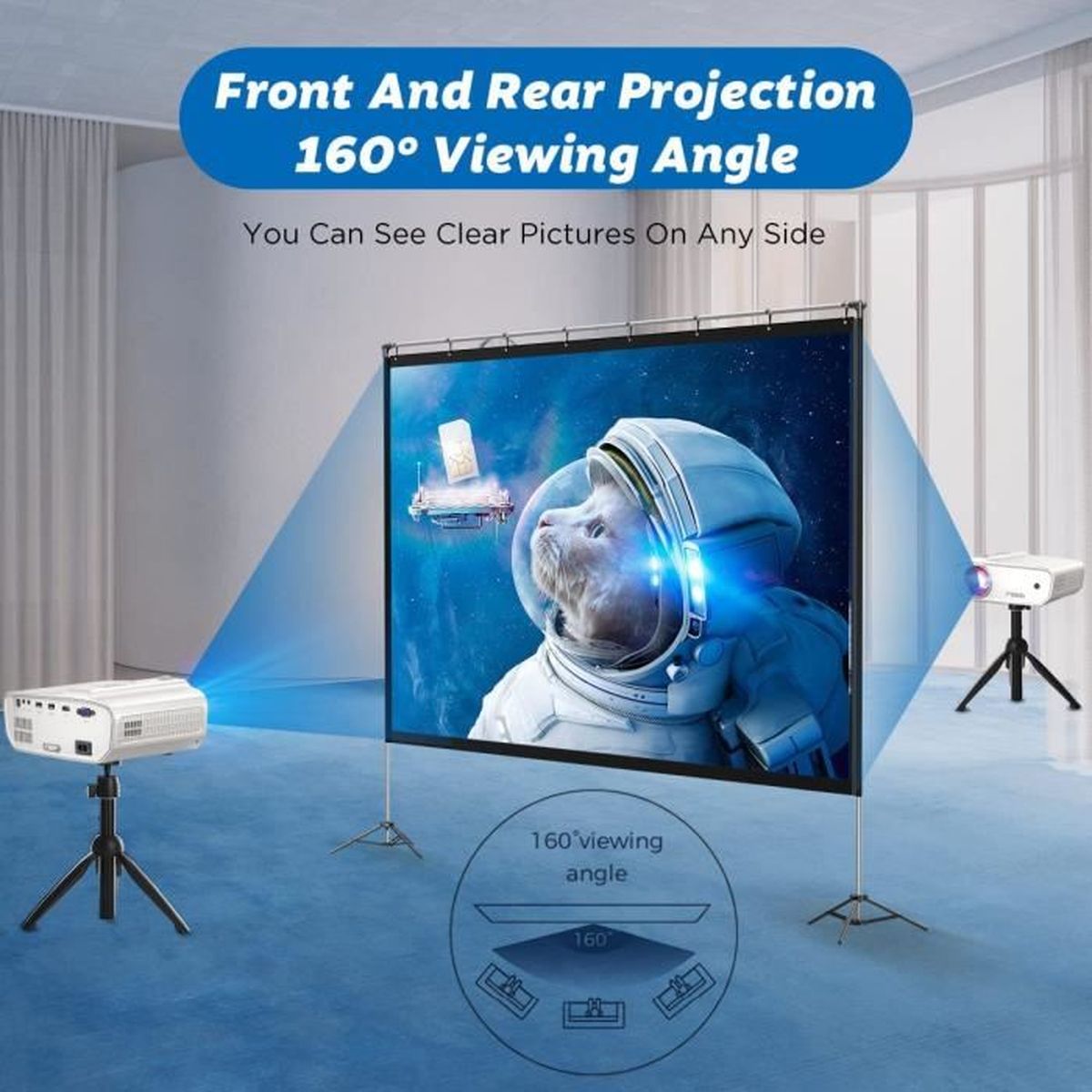 -100€ sur Écran de projection portable BIGZZIA, avec support pliable et ...