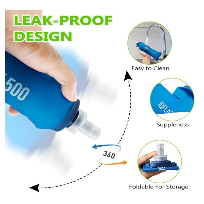 2 Pièces Gourde Souple 500ml, Flasque Running en TPU, Gourde Pliable ...