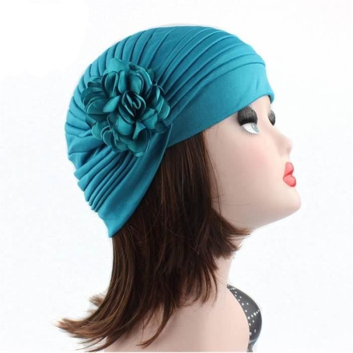 Floral Bonnets Turbans Couvre-Chef Plissé Wrap Cheveux Bonnet Chimio ...