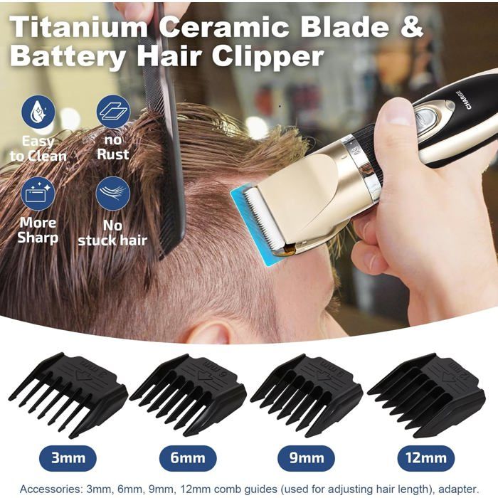 Super Quiet Cordless Battery Electric Hair Cutting Machine Rechargeable ...