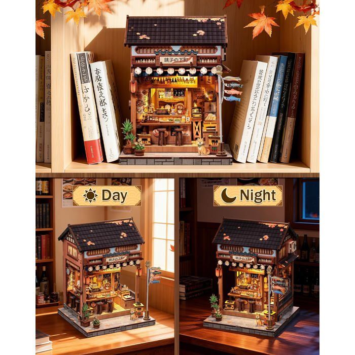 Book nook kit miniature maison DIY à assembler, puzzle 3D bois lumières ...