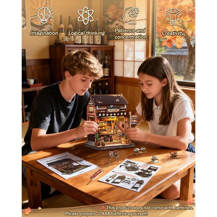 Book nook kit miniature maison DIY à assembler, puzzle 3D bois lumières ...