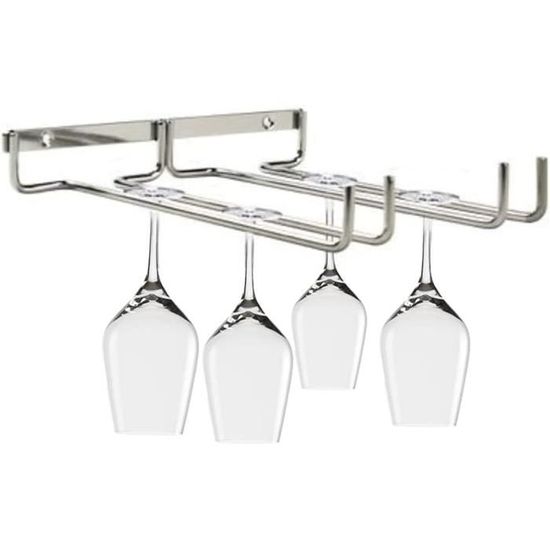 Porte verres suspendu, support verre à vin chromé à deux rangées de ...