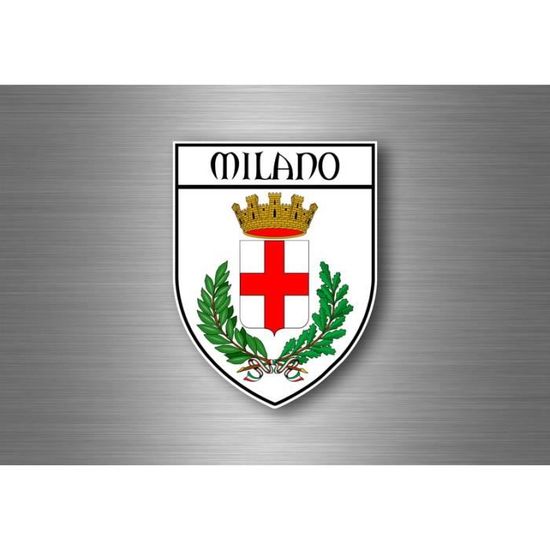Autocollant sticker voiture blason ville drapeau ecusson milan milano ...