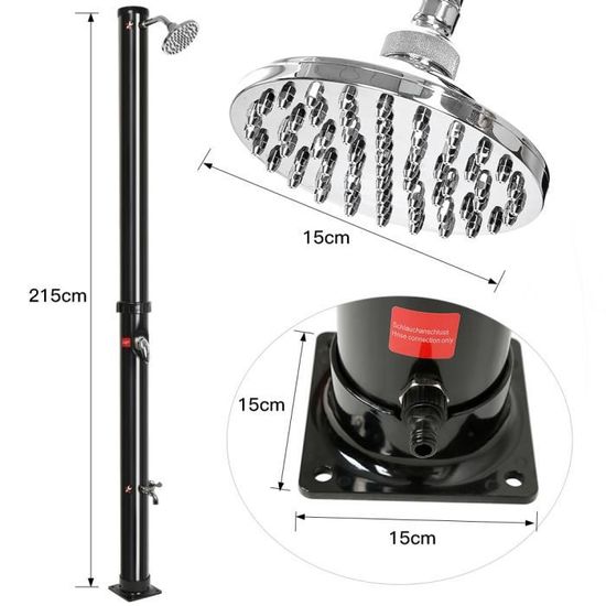 HAUTE QUALITÉ!!! Colonne de douche solaire 20L - Noir pur H 215 cm ...