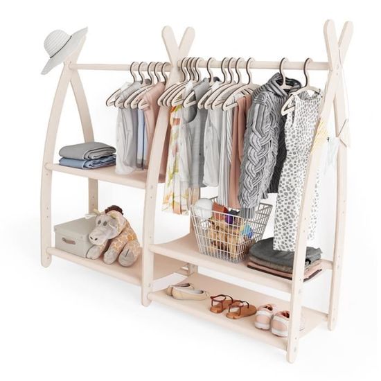 MAMOI® Portant vetement enfant, Portant a vetement bois, Penderie ...