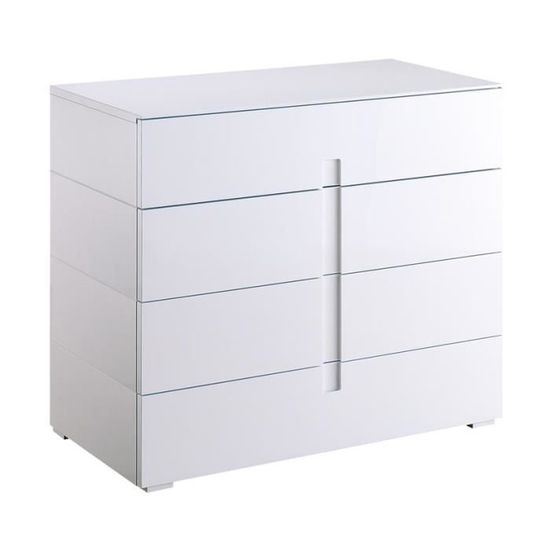Miliboo - Commode design laquée blanc 4 tiroirs TED - Cdiscount Maison