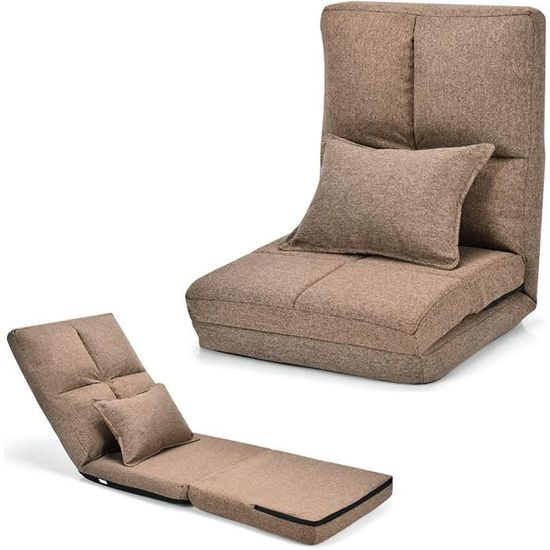 RELAX4LIFE Fauteuil de Sol Réglable à 5 Niveaux avec Coussin Rembourré ...