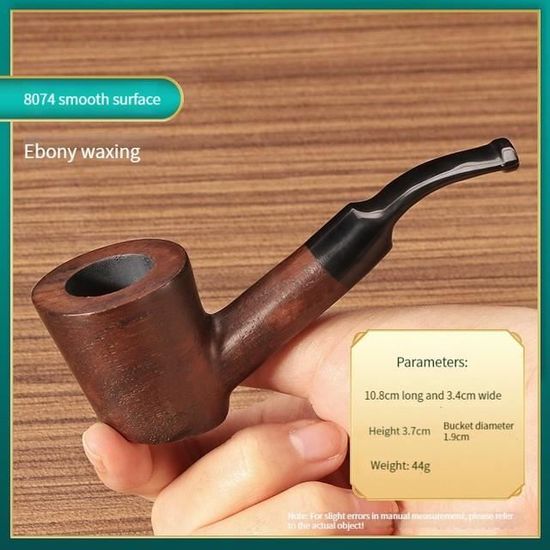 PIPE,E--Pipe à tabac en bois'ébène avec filtre, 3mm, style rétro, pour ...