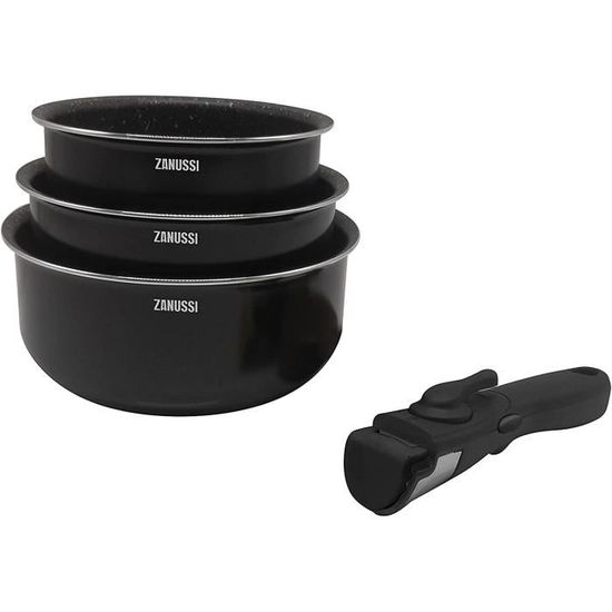 ZANUSSI - Set de poeles et casseroles en aluminium - 8pcs - 3 poeles O 20/24/28 Cm - 2 cassroles ...