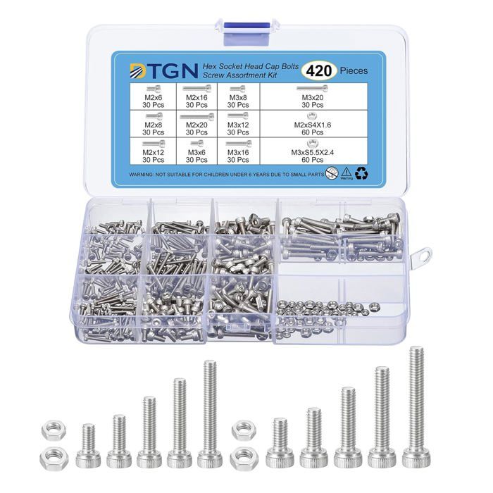 Assortiment De 420 Vis Métriques, Kit De Boulons Et Écrous M2 M3, En Acier Inoxydable 304, Vis À ...
