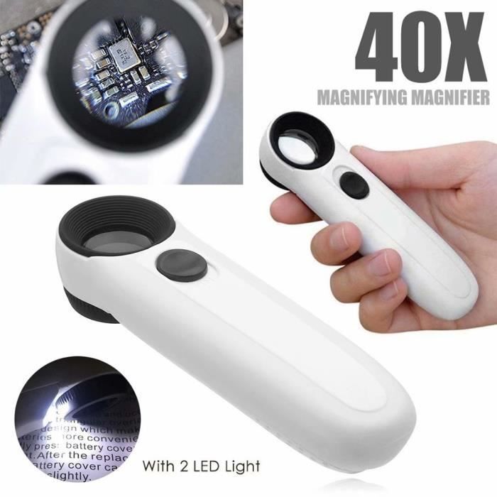 Loupe 40x avec 2 lumières LED pour l'inspection des cartes timbres ...