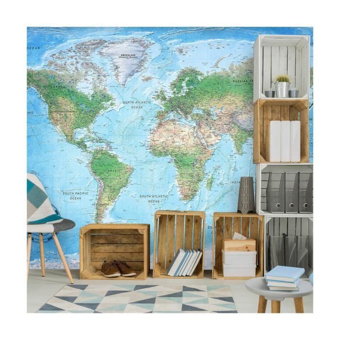 100x70 - Papier peint - World Map: Traditional Cartography - Artgeist ...