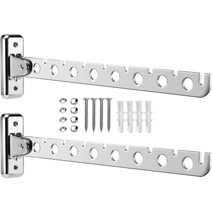 2Pcs Porte Cintre Mural Étendoir Mural Sechoir Linge Cintre Mural ...