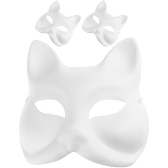Masque De Renard Pour Costume D'Halloween 3 Pièces Masque De Chat Blanc ...