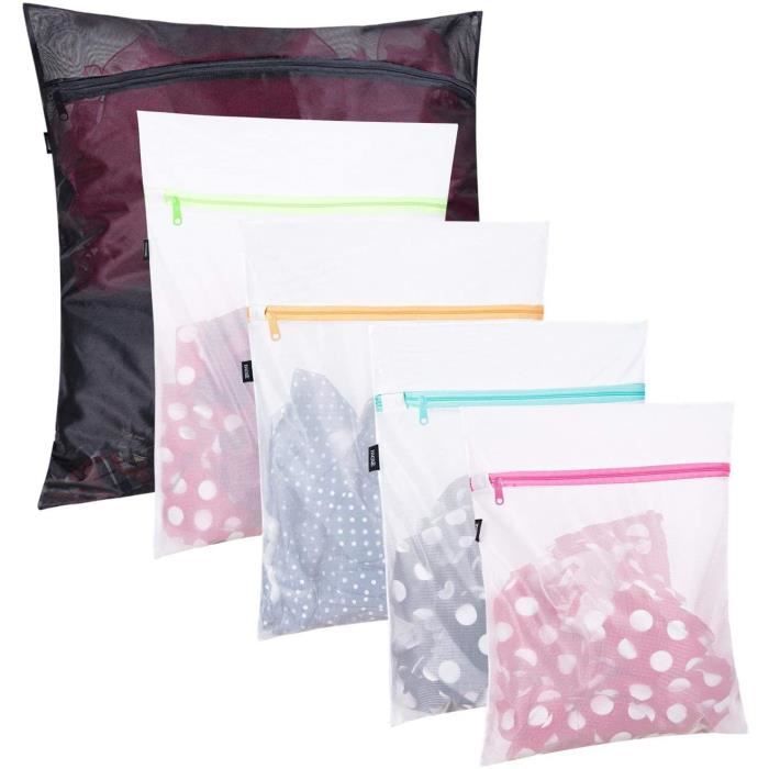 Lot de 5 filets à linge en maille - Pour linge, chemisier, bonneterie ...