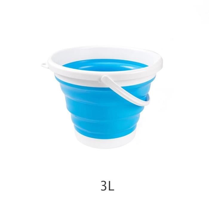 Camping,Seau pliable en Silicone de 3l-5l-10l,seau Portable pliable,couvercle de lavage de ...