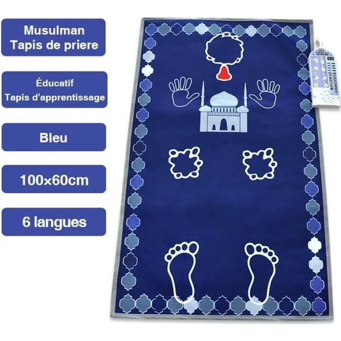 Tapis de prière - Interactif - Adulte - Bleu marin - 100x60 cm - Coton ...
