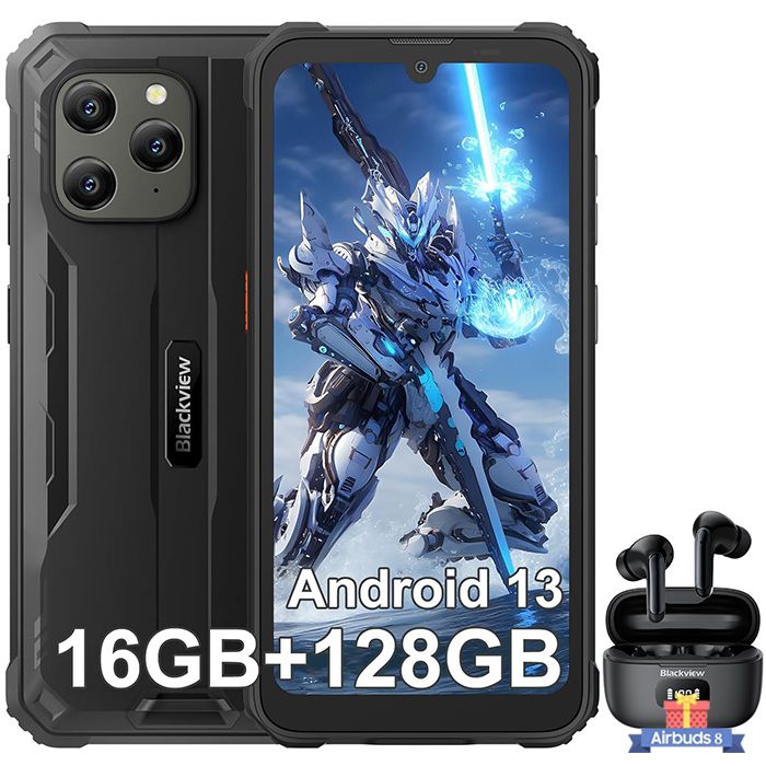 Téléphone Portable Incassable 4G Blackview BV5300 6.1" 7Go+32Go 13MP 6580mAh Noir avec Écouteurs ...