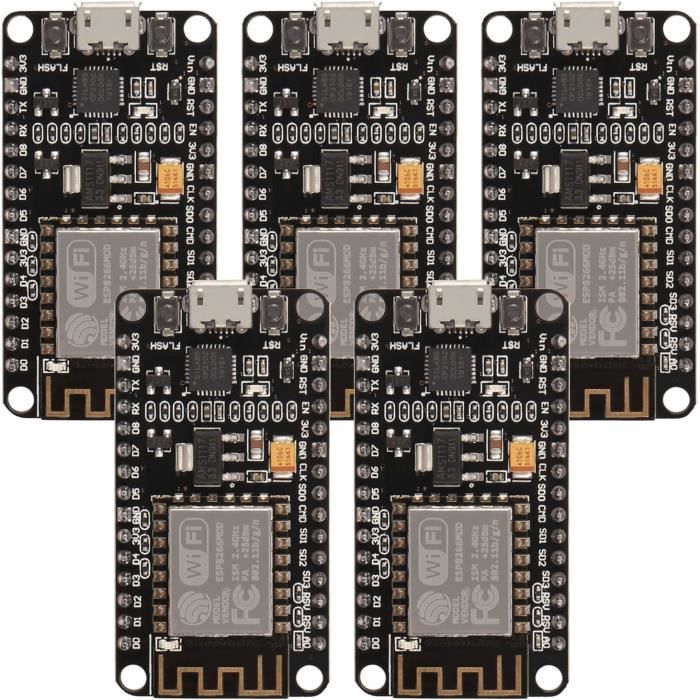 5 x ESP8266 NodeMCU LUA CP2102 ESP-12F Carte de développement Internet WiFi Module Internet sans ...