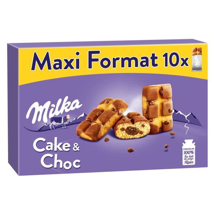 LOT DE 4 - MILKA - Cake Choc Gâteaux fourrés au chocolat et pépites ...