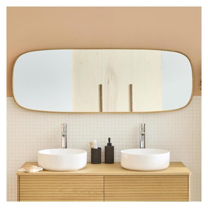 Miroir rectangulaire chêne FLOKI 50x140 - Cdiscount Maison