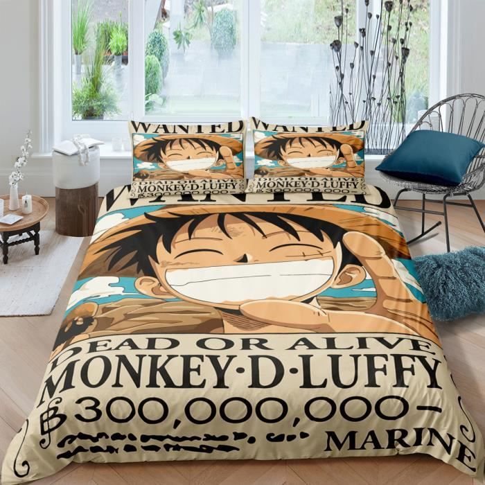 Parure de lit ONE PIECE Monkey·D·Luffy 3D effet 220*240cm 3 pieces 1 ...