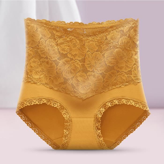 Culotte-slip,Culotte Haute en Dentelle et Coton pour Femme,Sous-Vêtement Confortable,Sexy,600 ...