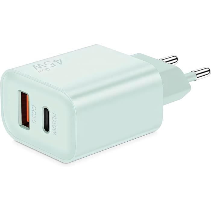 Chargeur Rapide Multi Ports 45W Gan Usb-C (Pd 3.0) + Usb-A Qc 3.0 (Fcp ...