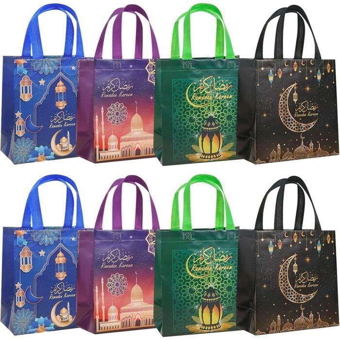 8 pièces Eid Mubarak sac cadeau réutilisable, Ramadan Papier Sac pour ...