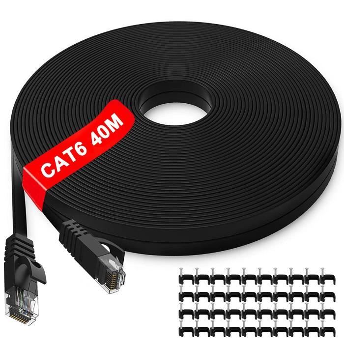 Cable Ethernet 40m Cat6 Cable RJ45 40m Noir, Gigabit Cable Internet ...