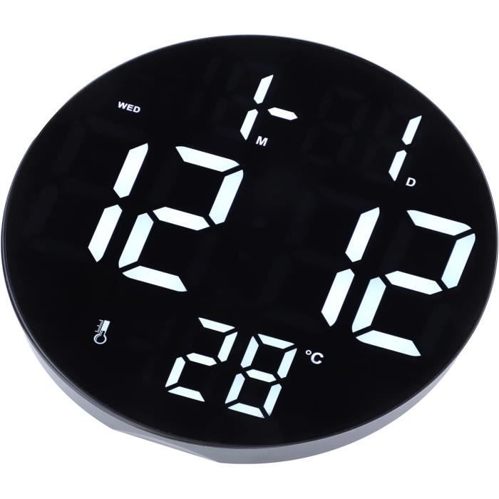 Horloge Murale Numérique Ronde, 5 Niveaux De Luminosité Horloge ...