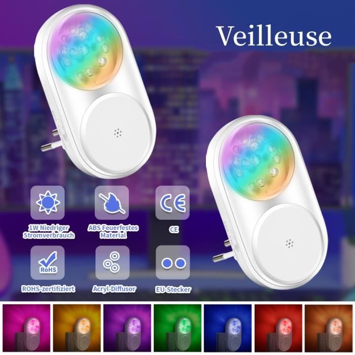 Veilleuse Prise Electrique Capteur de Lumière Lampe Nuit pour Chambre, Cuisine, Couloir ...