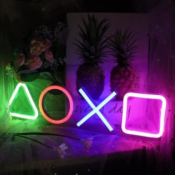 NEON,Red Neno Night--Lampe néon avec icône de jeu PS4, panneau de ...