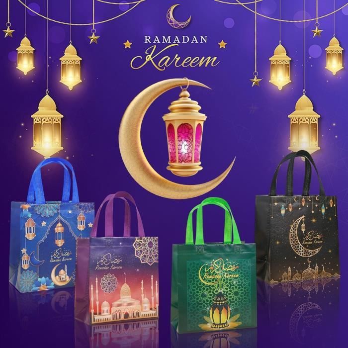 8 pièces Eid Mubarak sac cadeau réutilisable, Ramadan Papier Sac pour ...
