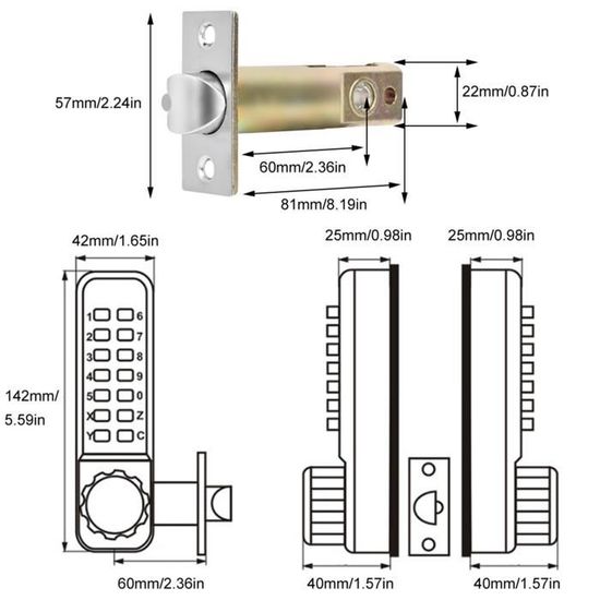 ROM Verrouillage Par Mechanical Keyless Door Lock, Zinc Alloy Password ...