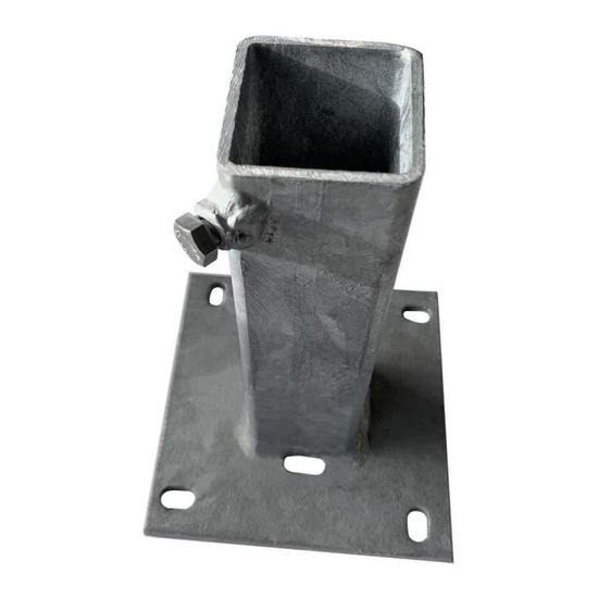 Fourreau à platine pied de poteau acier galvanisé 50 x 50 mm (pour ...