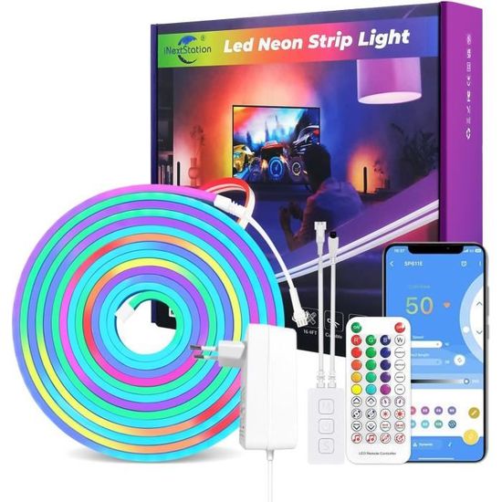 Ruban Led Néon Rgbic 5M 12V Avec Contrôle Bluetooth App, Télécommande Ir, Flexible Etanche Ip65 ...