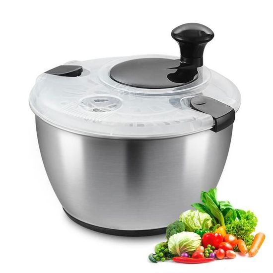 Essoreuse à Salade - VEVOR - Inox 4,5L ,250x250x210mm Avec couvercle de ...