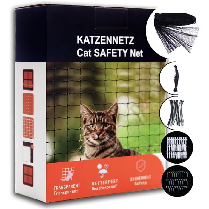 Filet de protection pour chat - Pour balcon, terrasse, fenêtre, toit ...