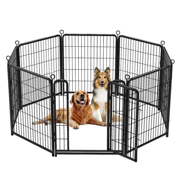 Parc pour Chien 8 Panneaux Parc Enclos pour Chiens Chiots Lapins Métal ...
