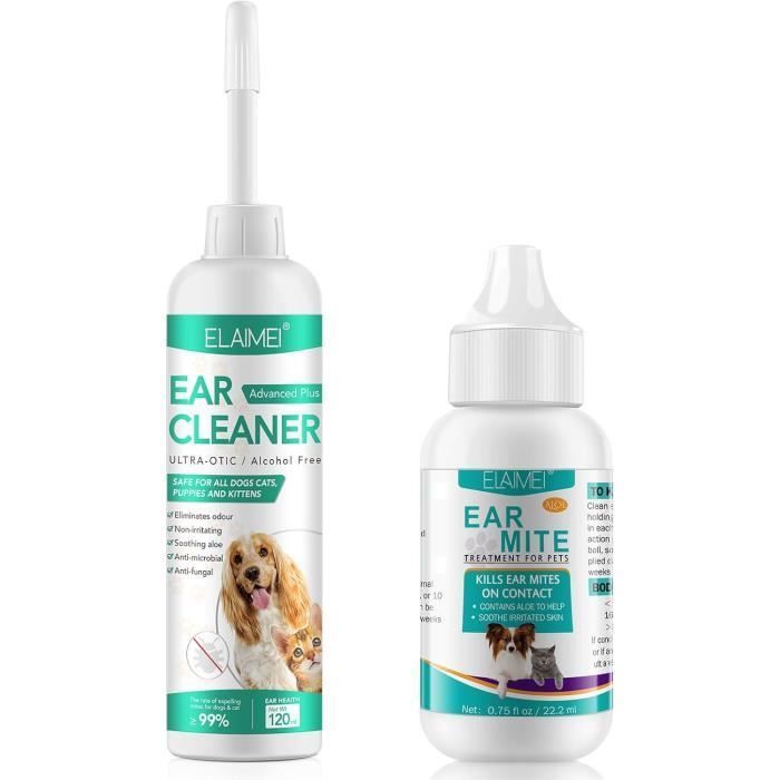 Dog Ear Cleaner-Cat Ear Mites Cleaning Ear Cleaner Drops&Wash Solution ...