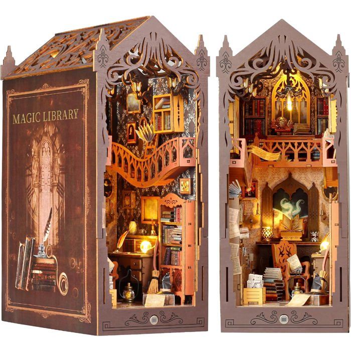 Book nook kit puzzle 3D book nook bibliothèque, DIY miniature house ...